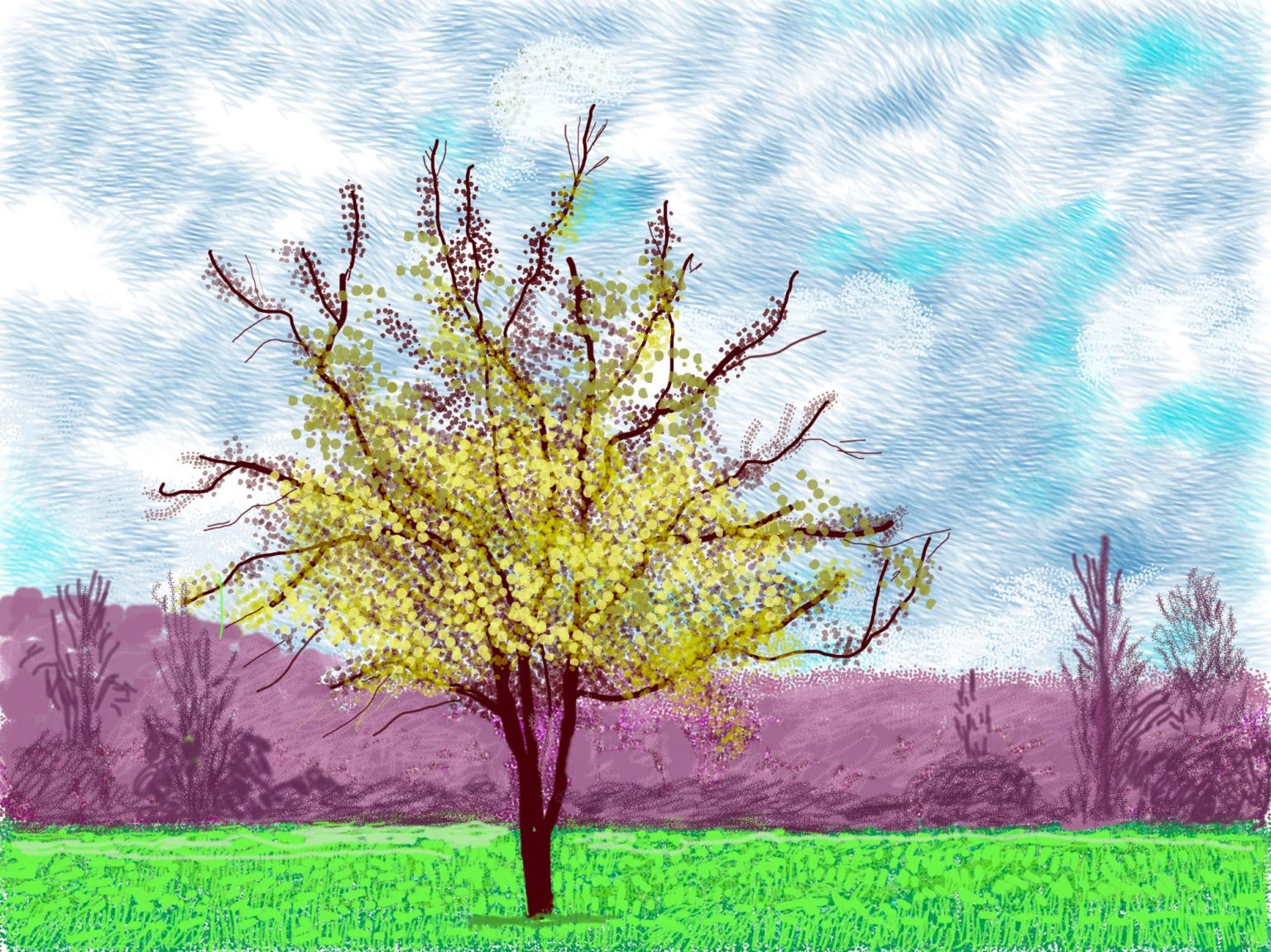 David Hockney - The arrival of spring, Normandy, 2020 | HappenArt